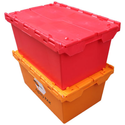 wholesale distribution tote with hinged lid,attached lid containers