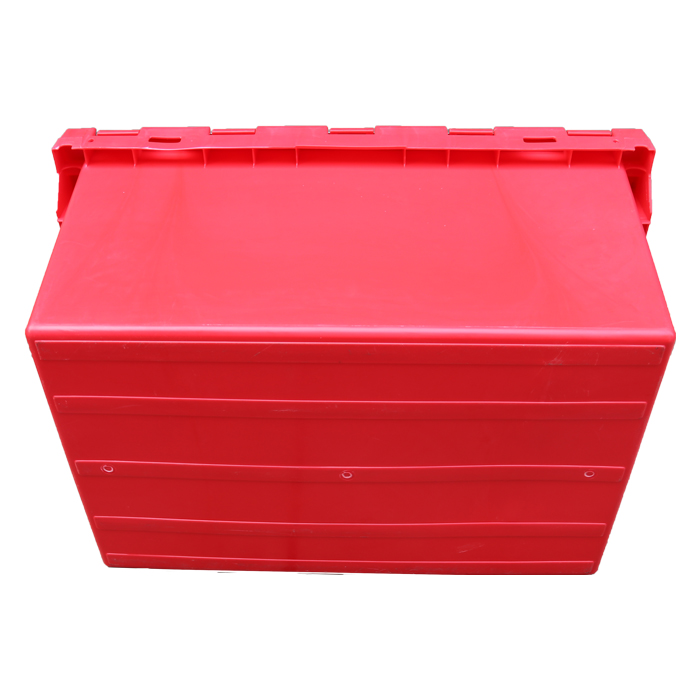 wholesale distribution tote with hinged lid,attached lid containers